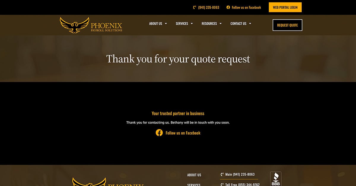 Phoenix Payroll Solutions | Thank you for your quote request.